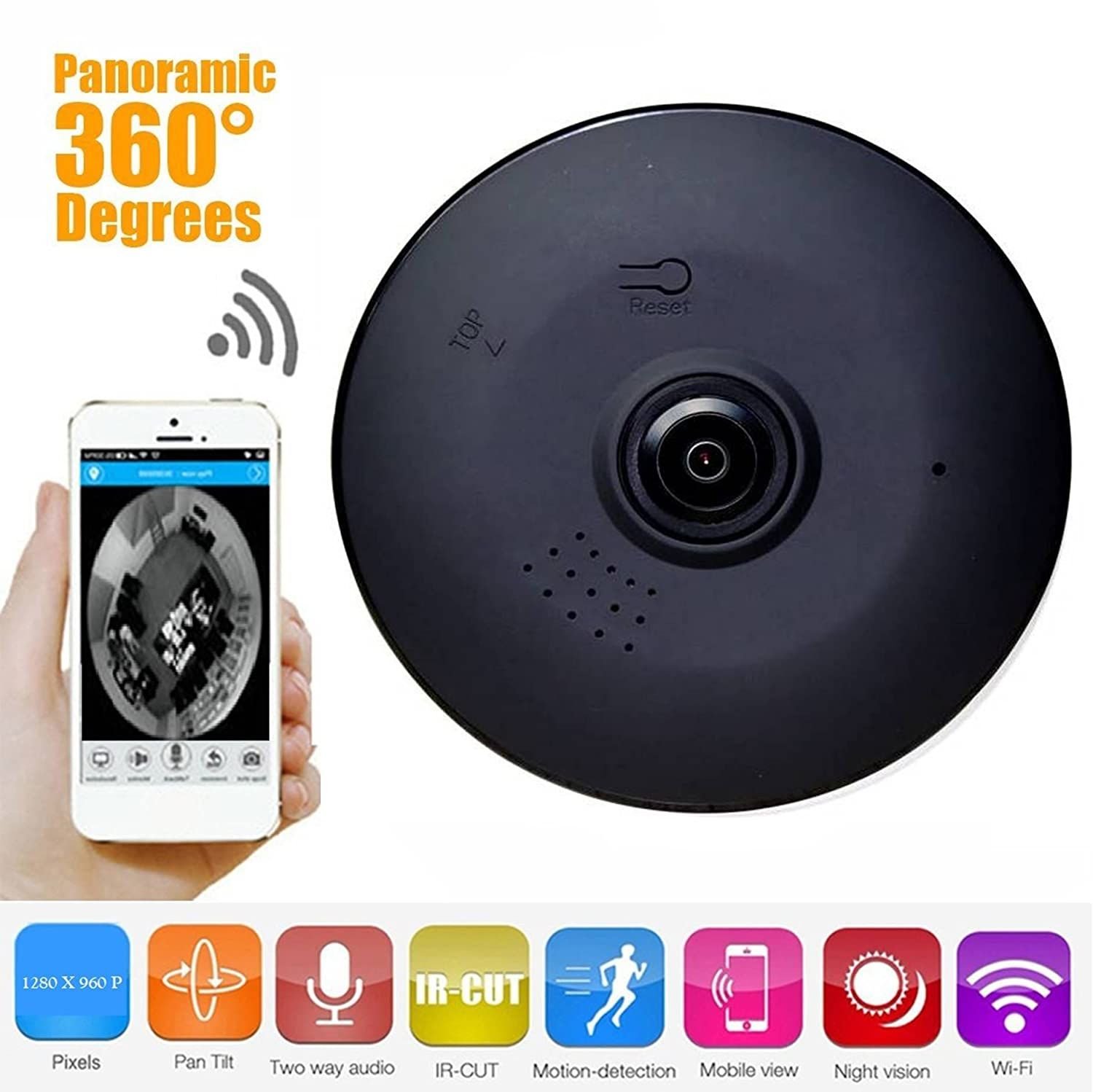 V380 Fisheye 360 Degree Panoramic Wireless WiFi IP CCTV Security Camera ...